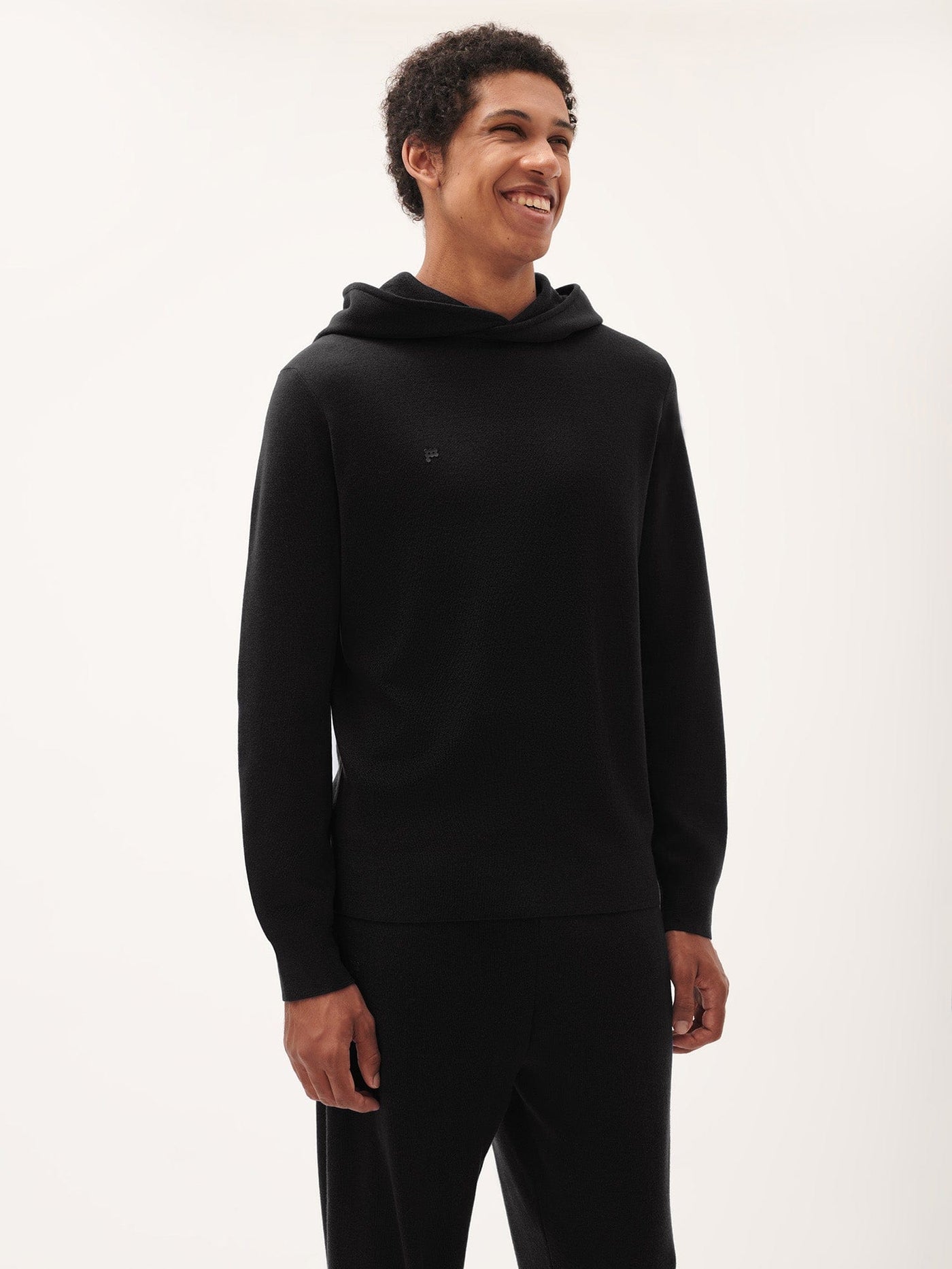 Mens DNA Regenerative Merino Wool Hoodie—black
